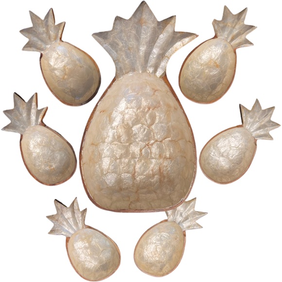 MonkeyPod | Dining | Vintage Capiz Shell Pineapple Monkey Pod Salad Set ...